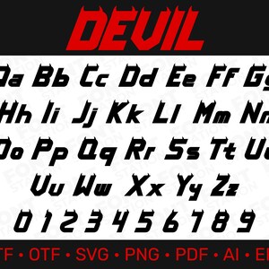 Devil Font Devil SVG Cricut Silhouette Font Hell Imp - Etsy