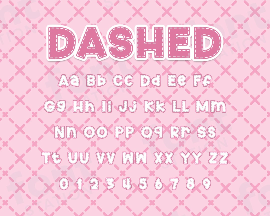 Dashed Font - Dashed SVG - Cricut Silhouette Font - Stitched Letters ...