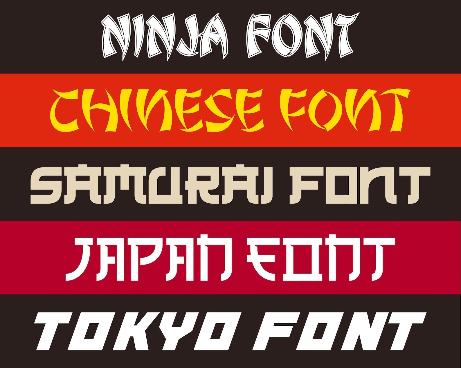 Asia Font Bundle - Asian Fonts - Samurai, Chinese, Ninja, Tokyo, Japan ...