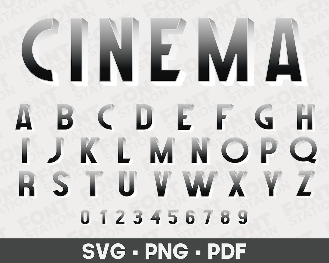 Cinema Letters SVG, PNG, PDF - Cinema Sublimation Text, Black White ...