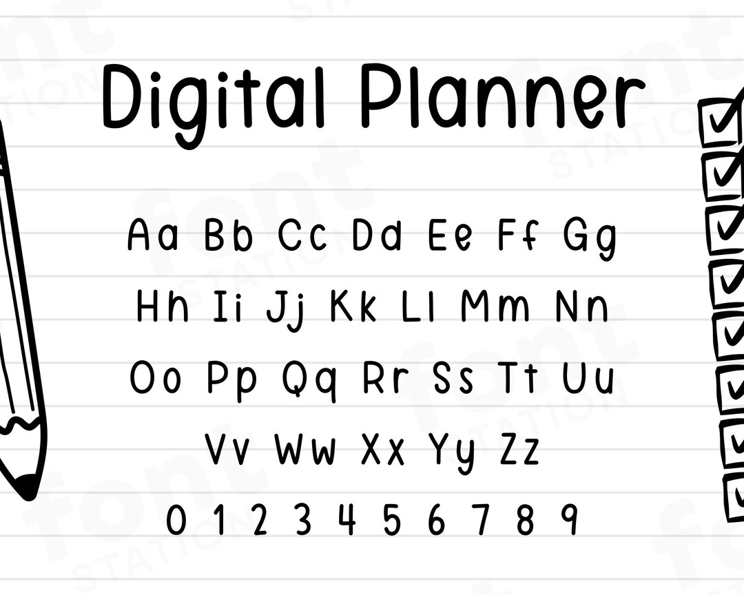 Digital Planner Font - Cute Handwritten Note Taking Font - Goodnotes ...