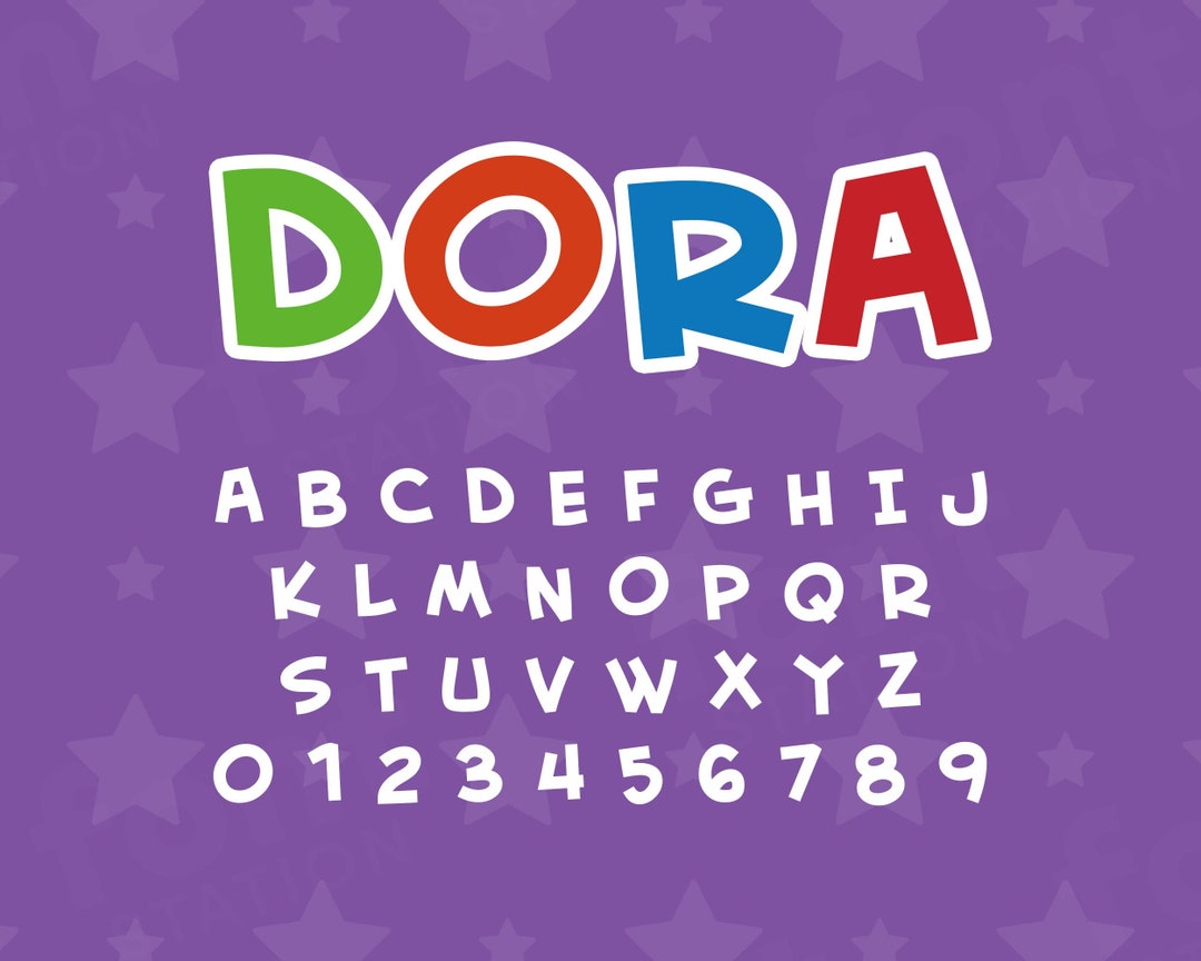Dora Font - Dora SVG - Playful Kids Letters, Funny Cartoon Alphabet ...