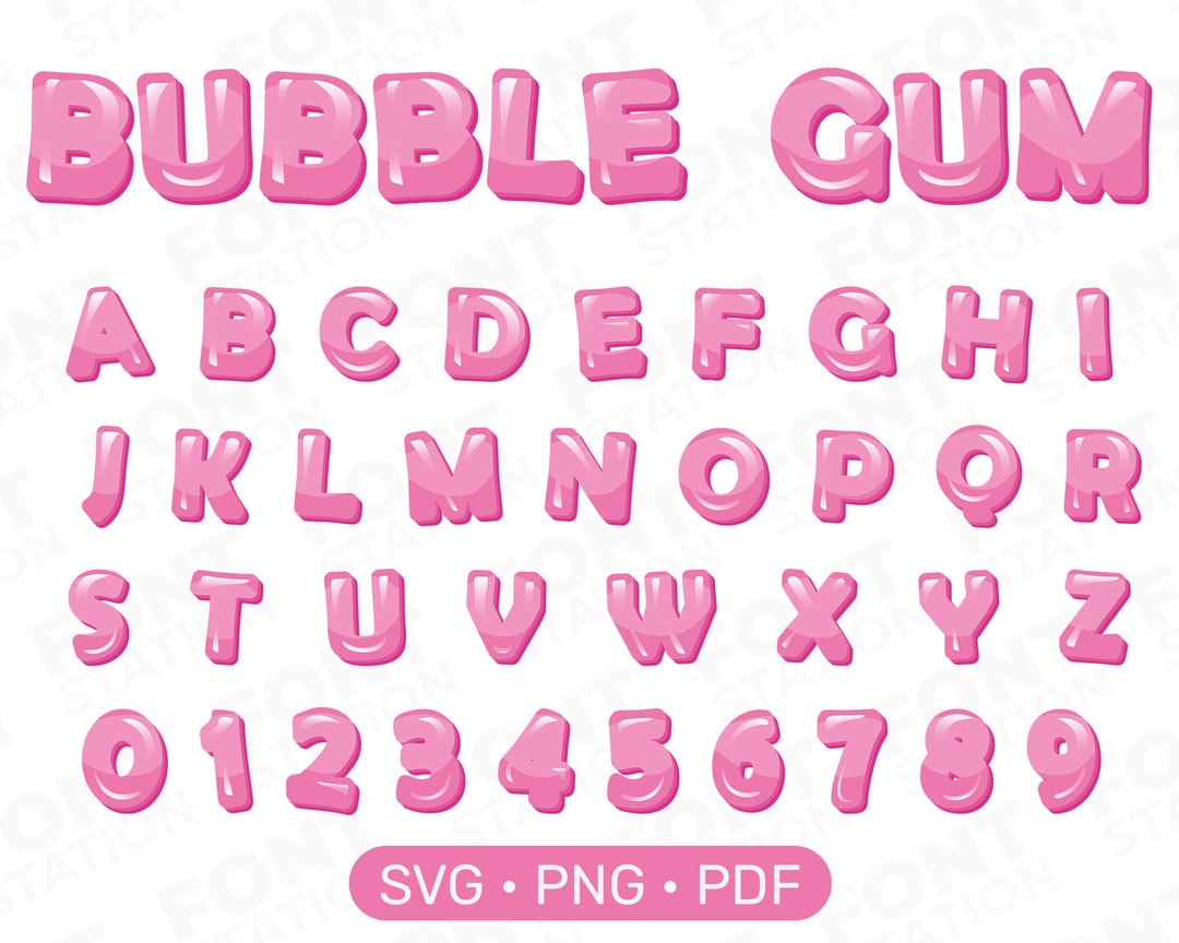 Bubble Gum Letters Chewing Gum SVG PNG Bubble Playful - Etsy