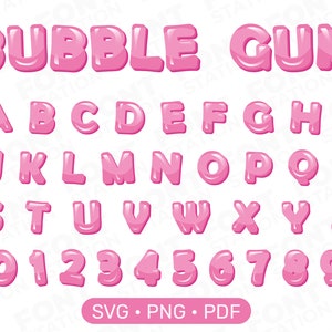 Bubble Gum Letters Chewing Gum SVG PNG Bubble Playful - Etsy