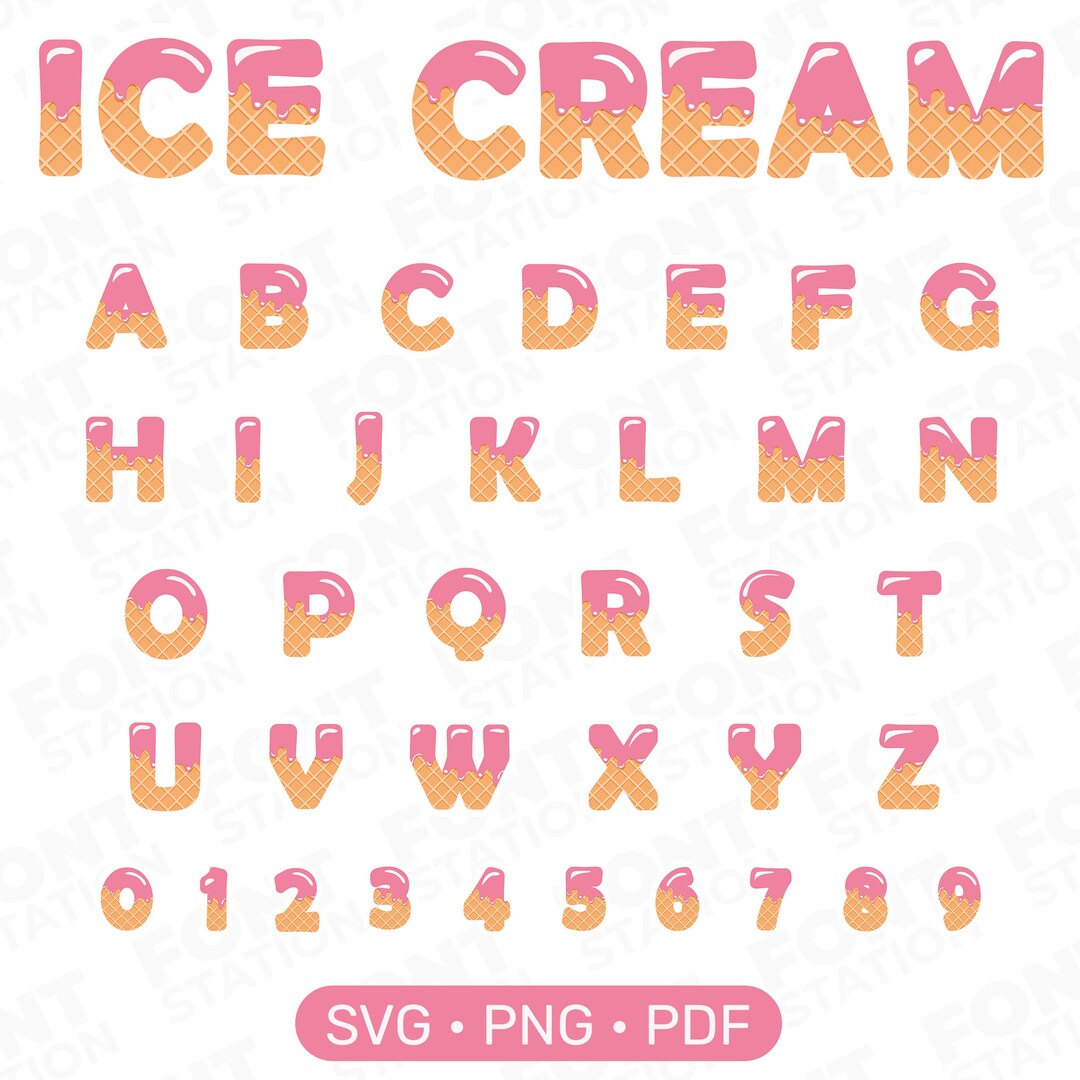 Ice Cream Letters - Pink Ice Cream SVG, PNG - Summer Letters, Gelato ...