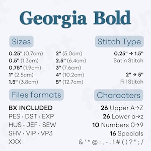 Georgia Bold Embroidery Font - Classic Letters - Serif Machine ...