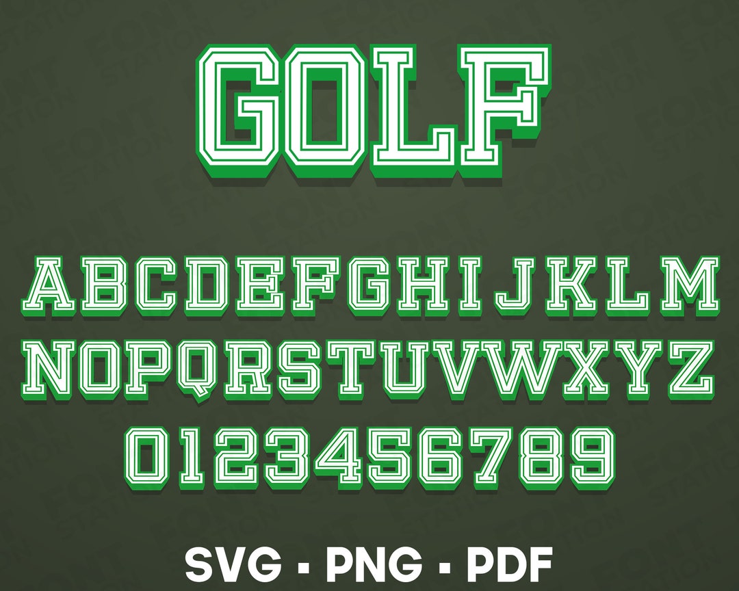Golf Letters SVG, PNG - Golf Sublimation Text, Varsity Alphabet, Green ...
