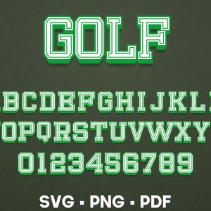 Golf Letters SVG, PNG - Golf Sublimation Text, Varsity Alphabet, Green ...
