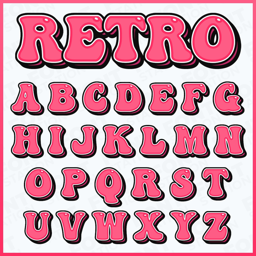 Groovy Pink Letters SVG, Retro Groovy Sublimation Text PNG Glossy, Pink ...