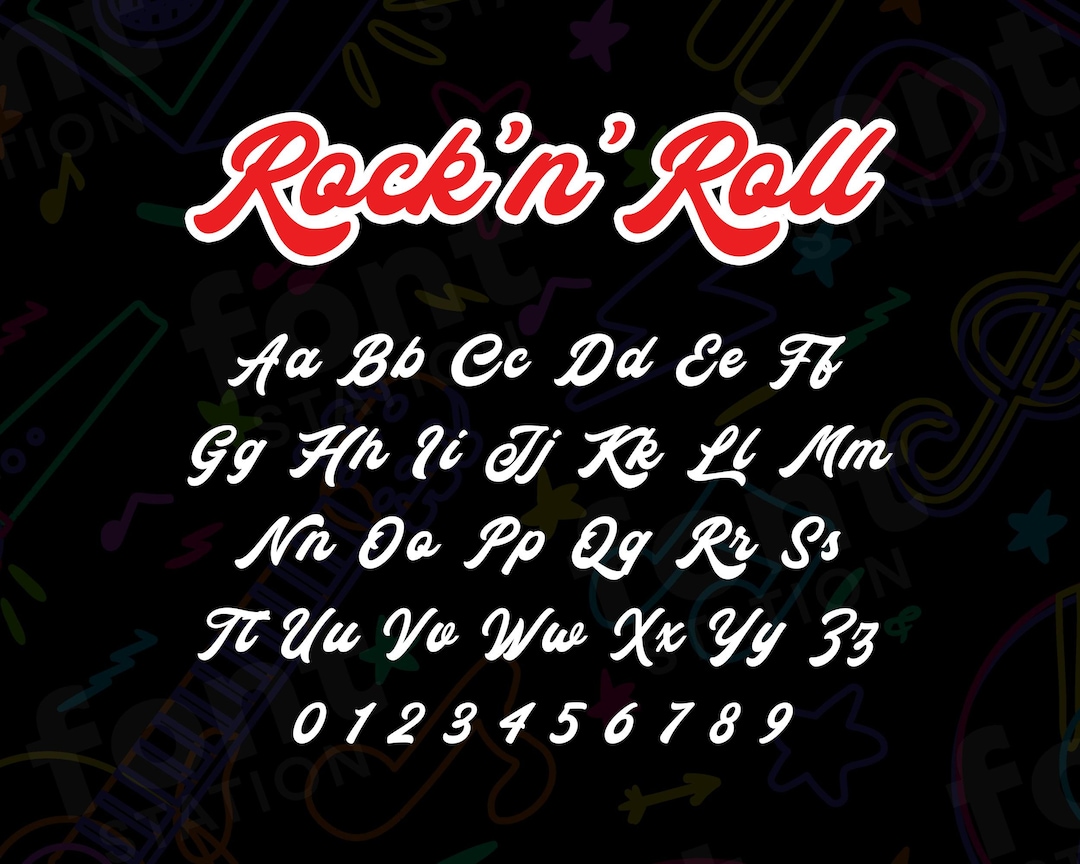 Rock N Roll Font - Rock Music SVG - Cricut Silhouette Font - Hard Rock ...