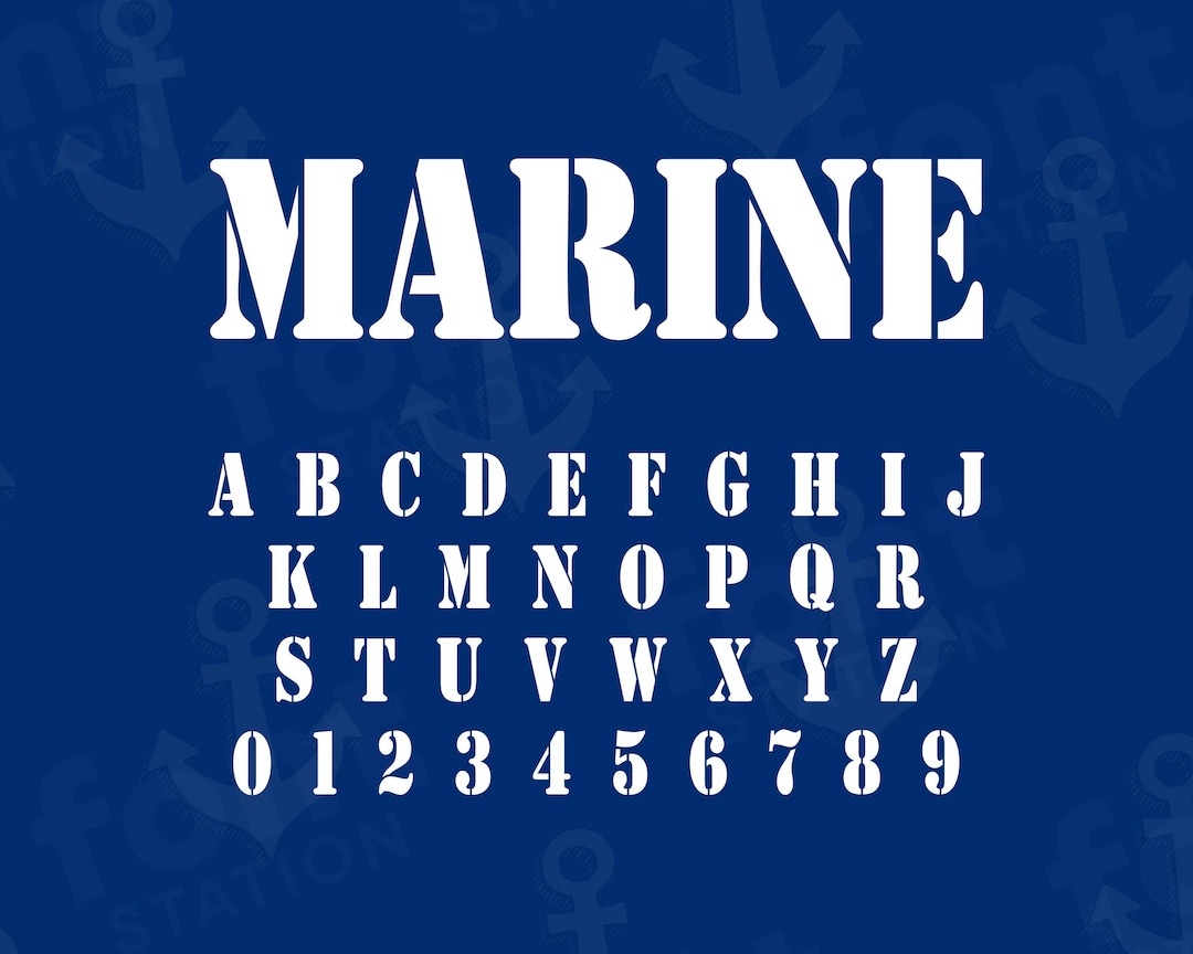 Marine Font - Marine SVG - Military Stencil Army Letters, Alphabet ...