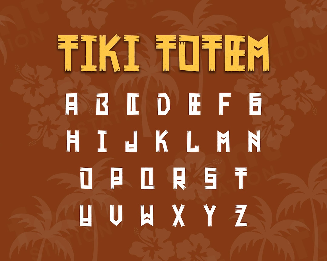 Tiki Totem Font - Hawaii Font - Cricut Silhouette Font - Beach Island ...