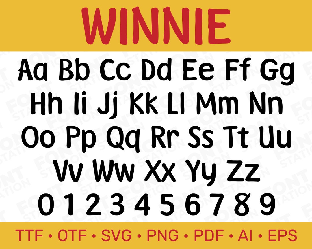 Winnie Font Winnie SVG Cricut Silhouette Font Teddy Bear - Etsy UK