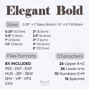Elegant Bold Embroidery Font - 9 Sizes - BX, PES + 9 Formats - Serif ...