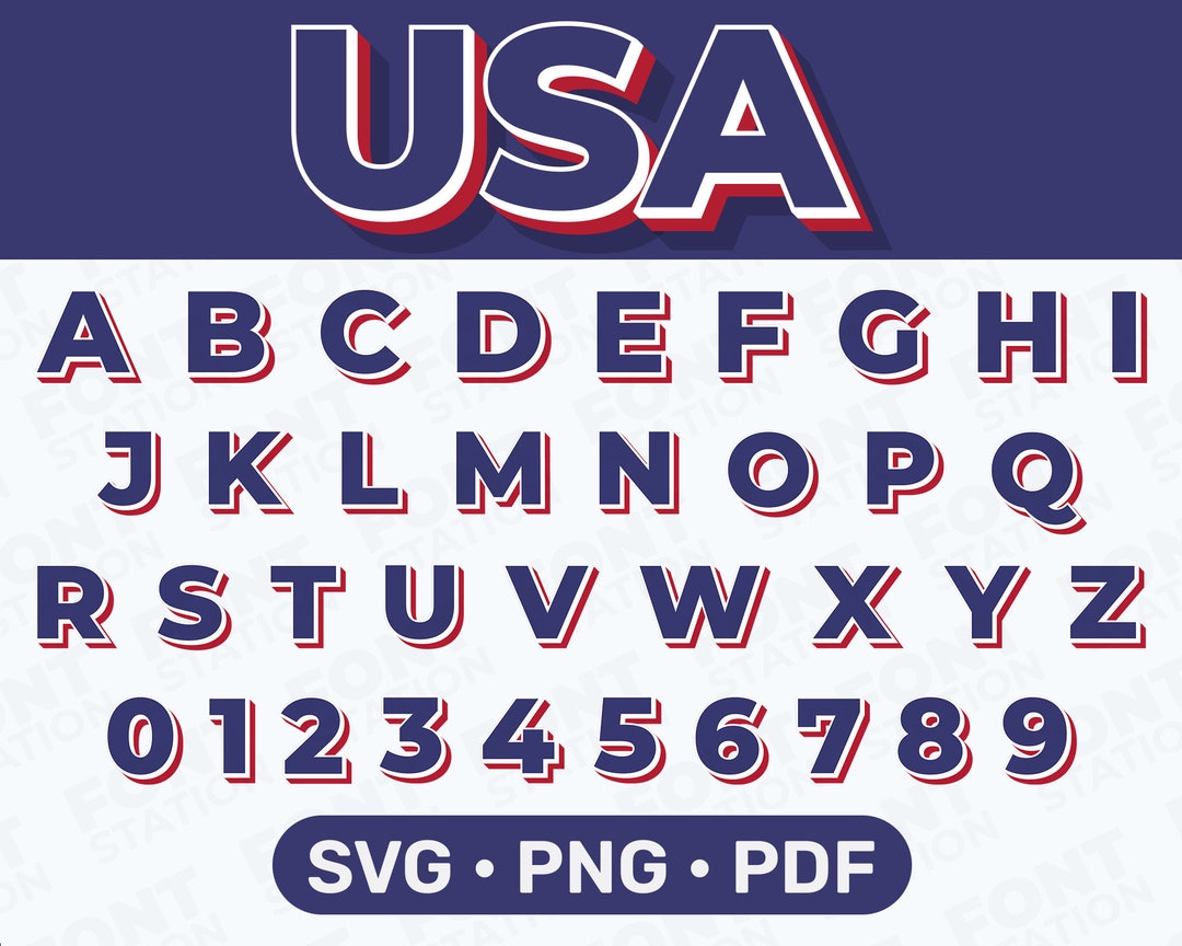 USA Letters SVG, PNG - America Alphabet, Patriotic Letters & Numbers ...
