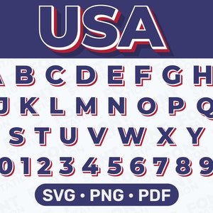 USA Letters SVG, PNG - America Alphabet, Patriotic Letters & Numbers ...