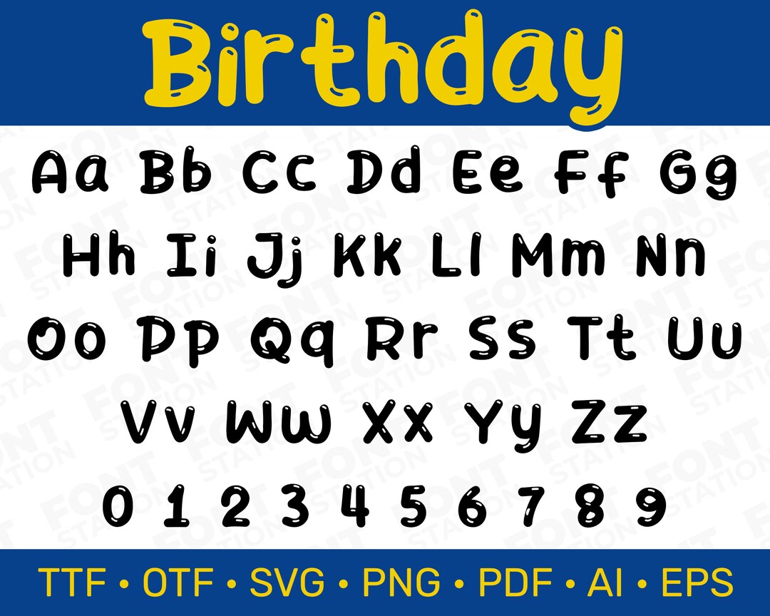Birthday Party Font Birthday SVG Cricut Silhouette Font - Etsy