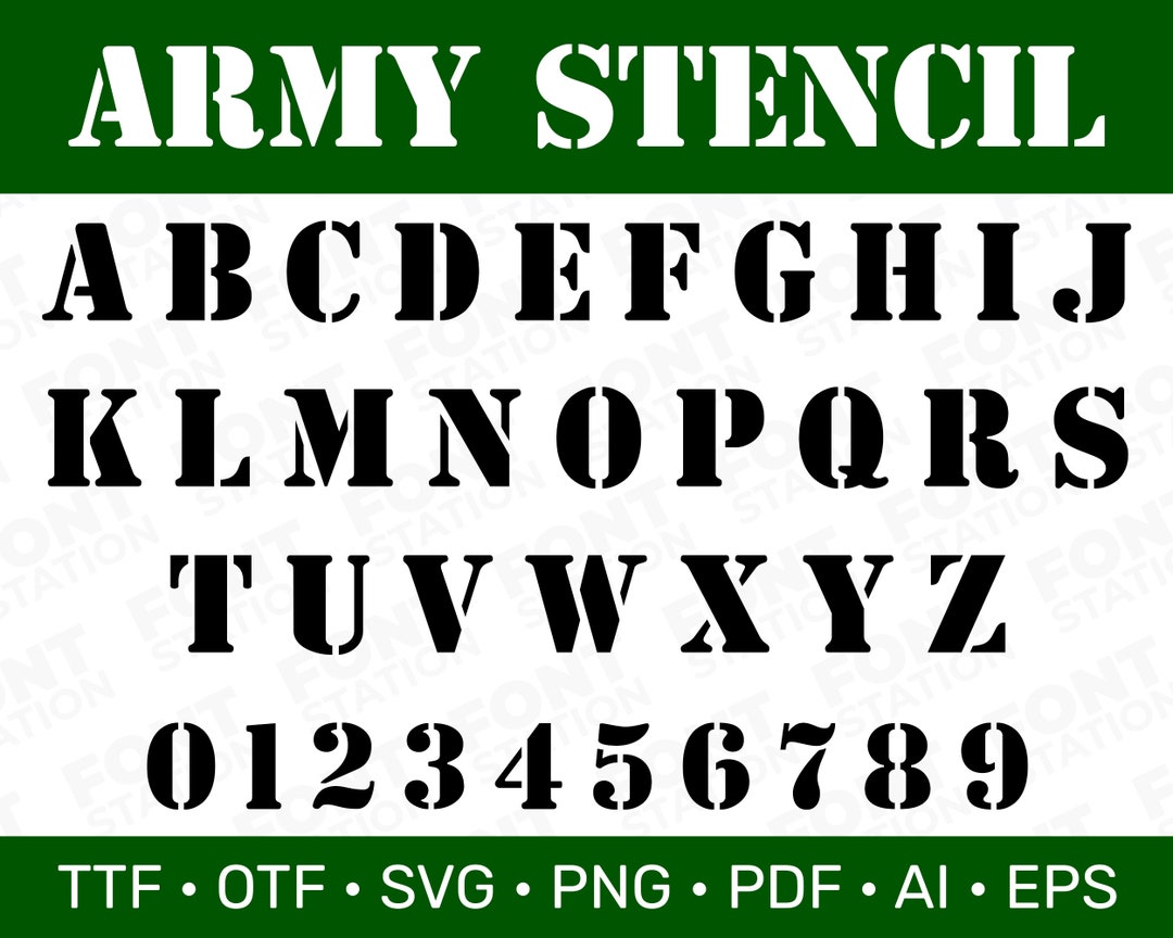Army Stencil Font Army Stencil SVG Cricut Silhouette Font - Etsy
