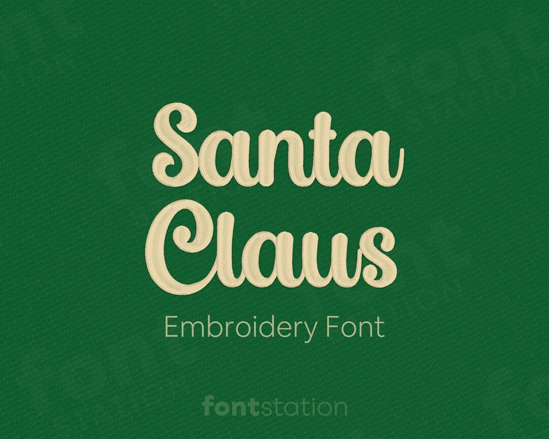 Santa Claus Embroidery Font - Script Christmas Letters - Winter Holiday ...