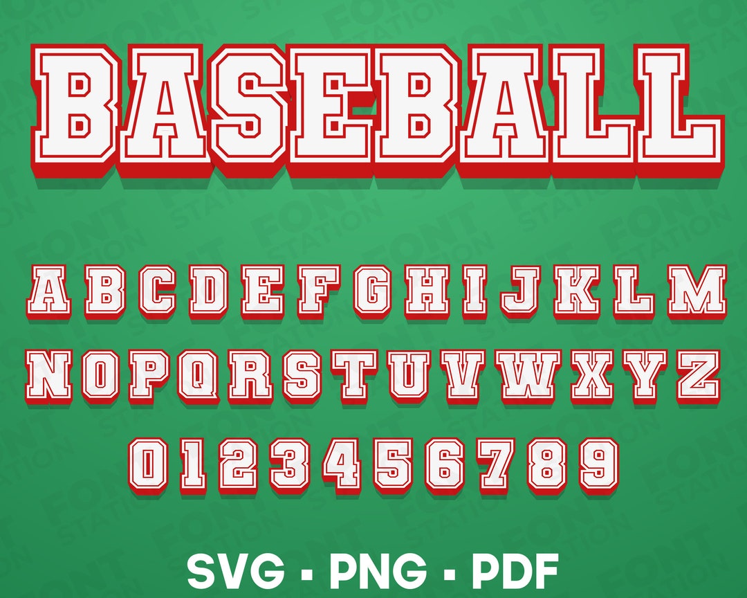 Baseball Letters SVG, PNG, PDF - Baseball Sublimation Text, Varsity ...