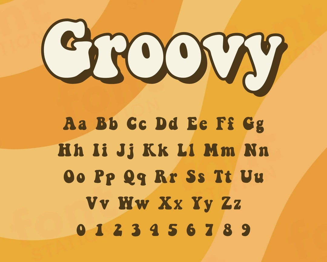 Groovy Font - Retro Bubbly Font - Hippie Boho Letters, Alphabet Png ...