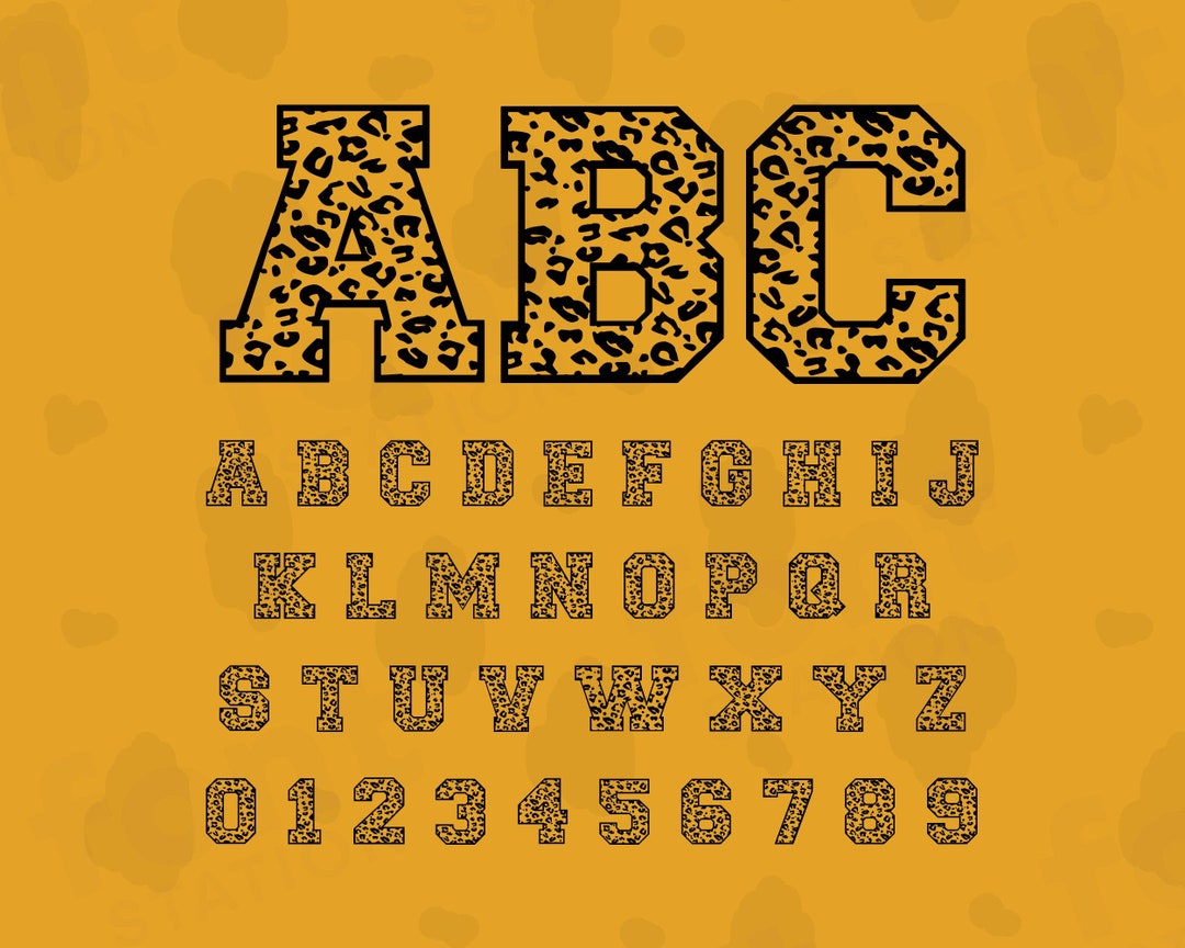 Leopard Font - Leopard Skin SVG - Cricut Silhouette Font - Varsity ...