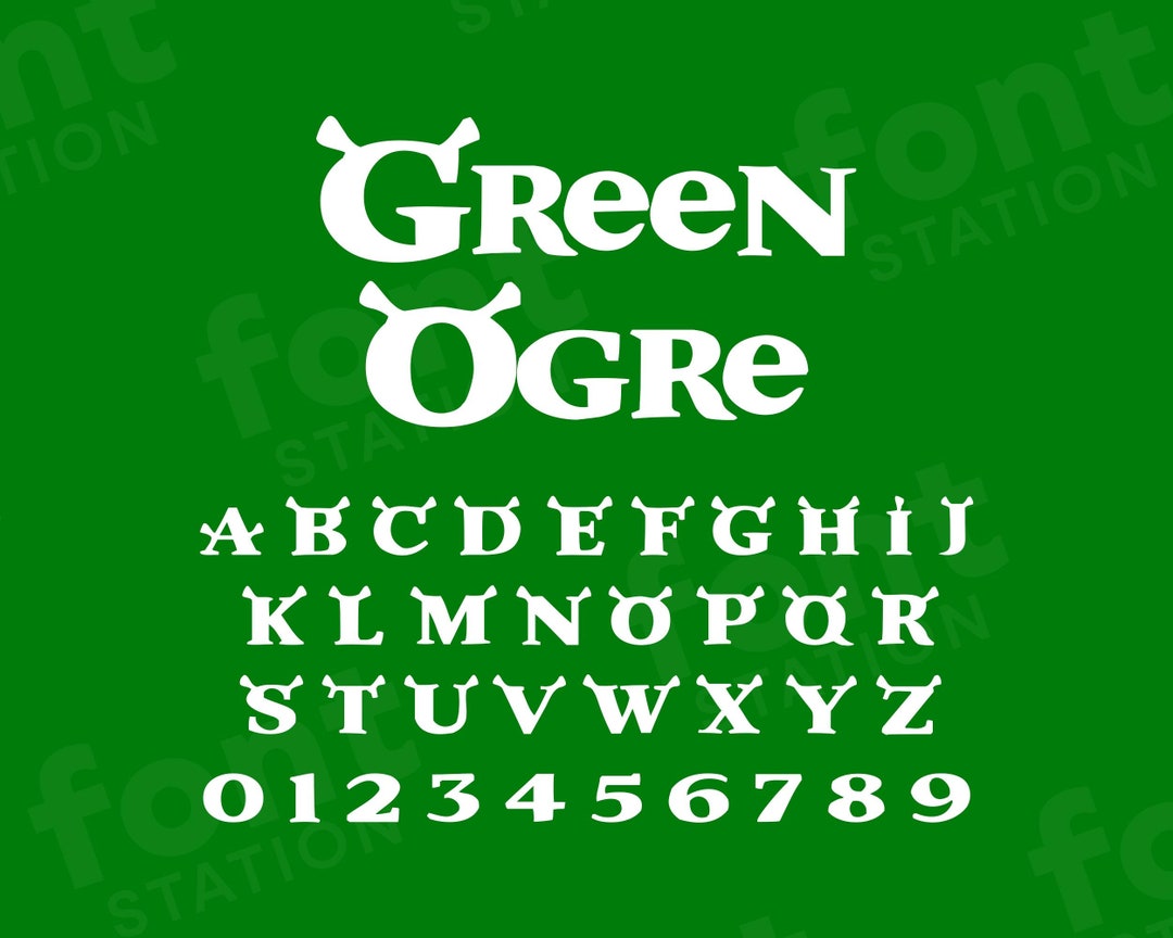 Green Ogre Font Stinky Monster SVG Cricut Silhouette Font Kids Ears ...