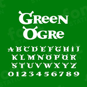 Green Ogre Font Stinky Monster SVG Cricut Silhouette Font Kids Ears ...