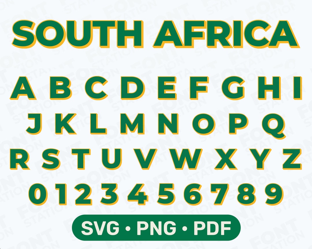South Africa Letters SVG, PNG - South Africa Alphabet, Springboks Rugby ...