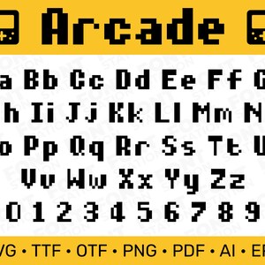 Arcade Font 8 Bit SVG Cricut Silhouette Font Video Games - Etsy