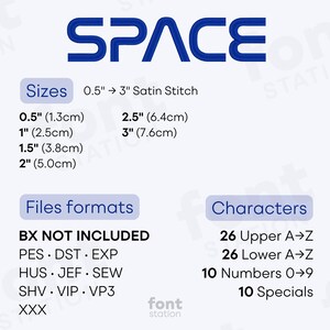 Space Embroidery Font 6 Sizes PES 9 Formats Astronomy Letters Modern ...