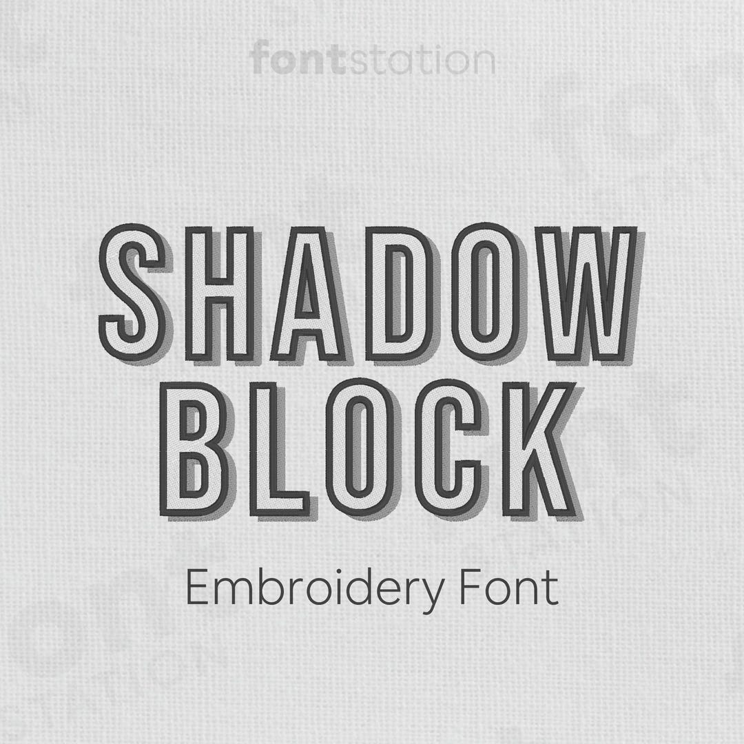 Shadow Block Embroidery Font - Modern Bold Letters - Thick Monogram ...