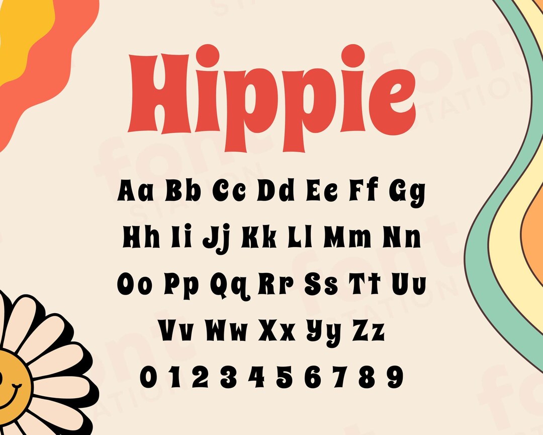 Hippie Font - Groovy Font - Retro 60s 70s Cricut Silhouette Font ...
