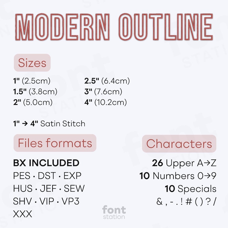 Modern Outline Embroidery Font - Thin, Minimalist Letters - Light ...