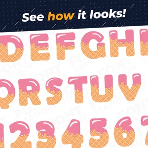 Ice Cream Letters - Pink Ice Cream SVG, PNG - Summer Letters, Gelato ...