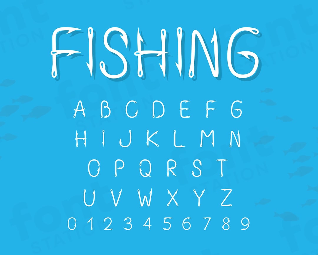 Fishing Hook Font - Fish Hook SVG - Fisherman Letters, Outdoor Alphabet ...