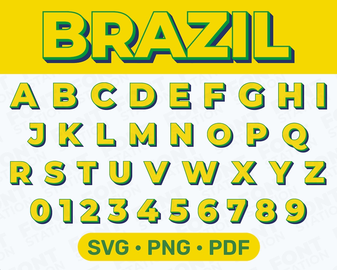 Brazil Letters SVG, PNG - Brazil Alphabet, Rio Letters & Numbers ...