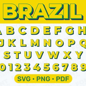 Brazil Letters SVG, PNG - Brazil Alphabet, Rio Letters & Numbers ...