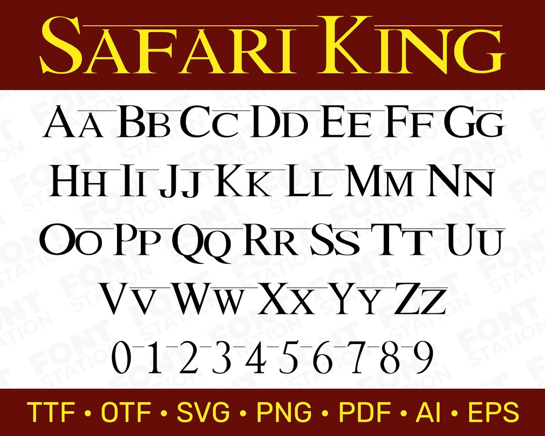 Safari King Font Lion SVG Cricut Silhouette Font Animal - Etsy