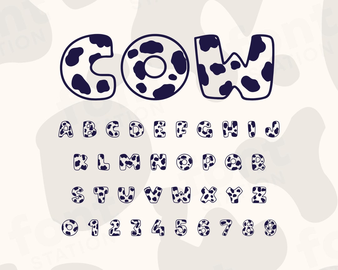 Cow Font - Cow Skin SVG - Cricut Silhouette Font - Animal Letters, Farm ...