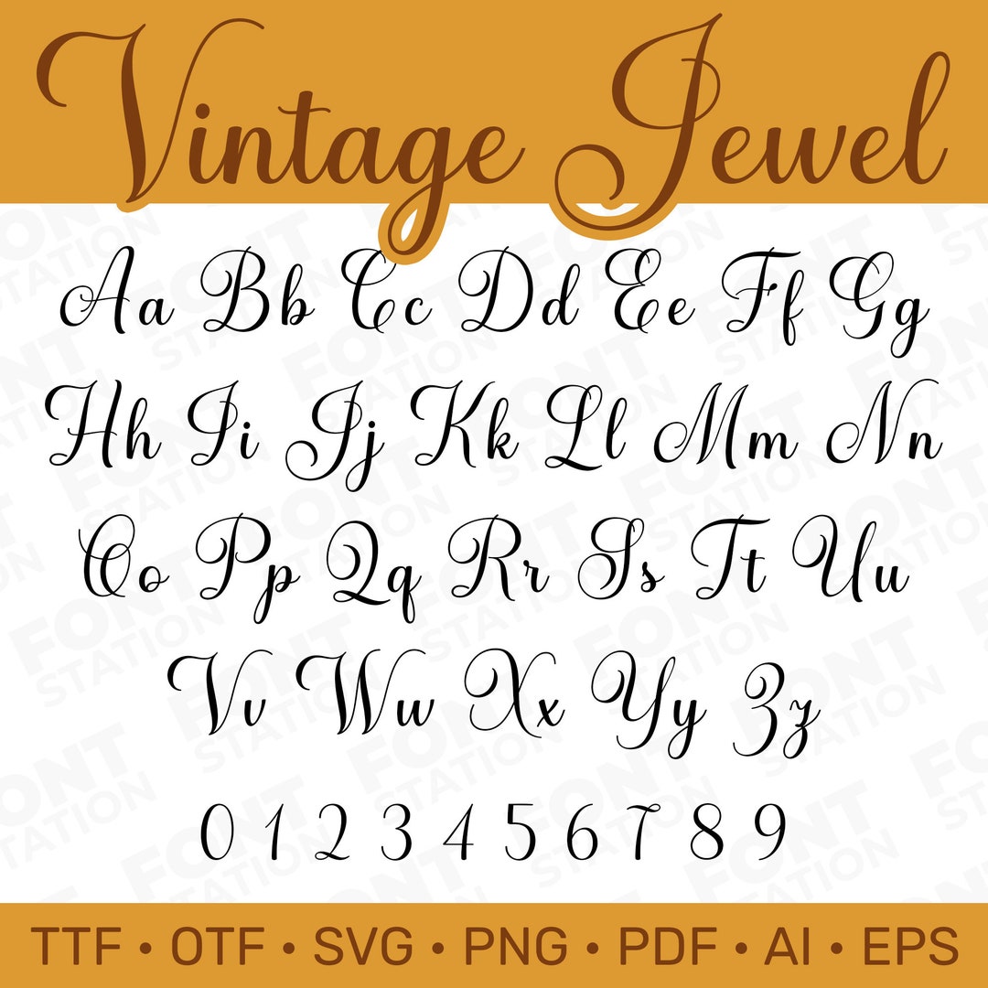 Vintage Jewelry Font Cursive SVG Cricut Silhouette Font - Etsy