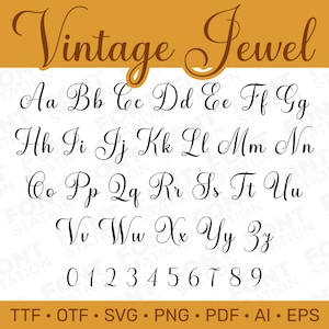 Vintage Jewelry Font Cursive SVG Cricut Silhouette Font - Etsy