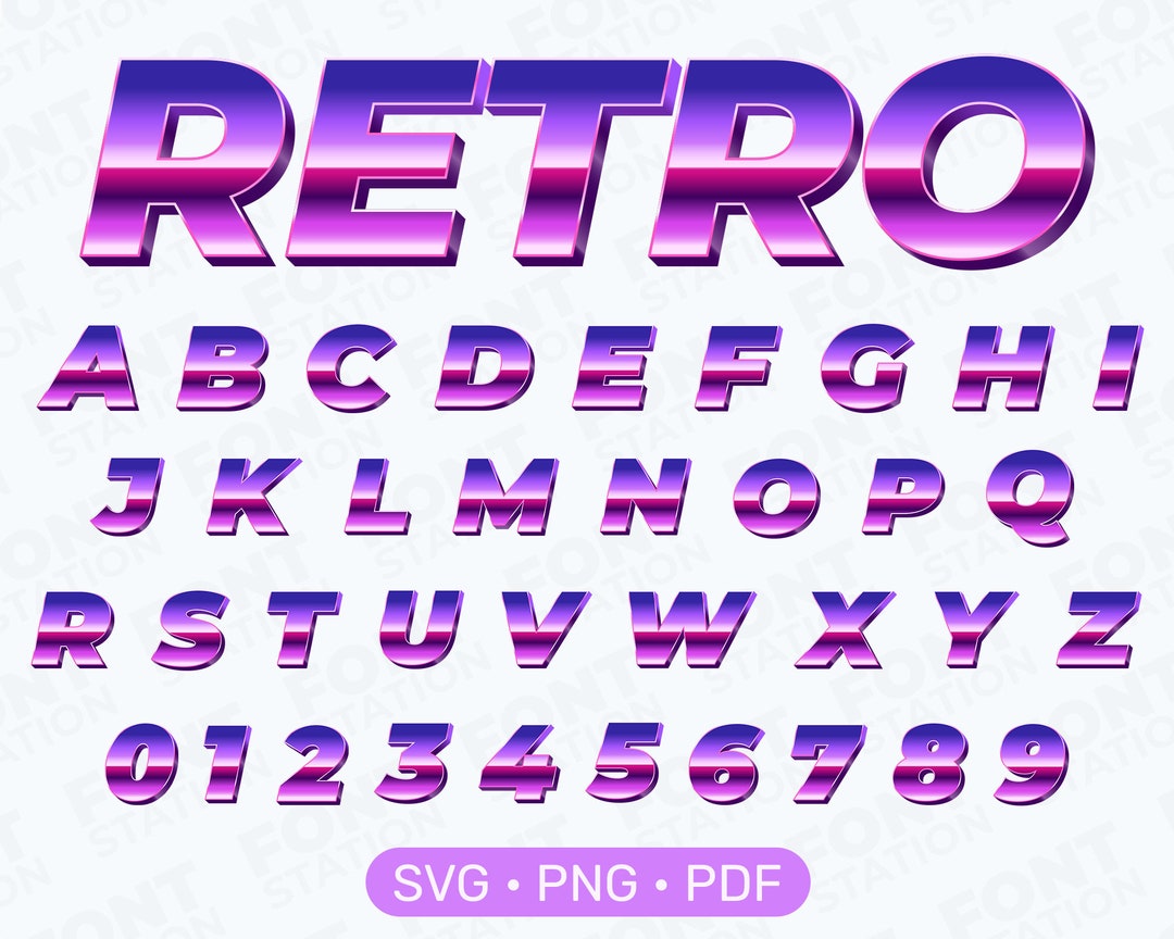 Retro Letters Retrowave SVG PNG 80s Letters Synthwave - Etsy