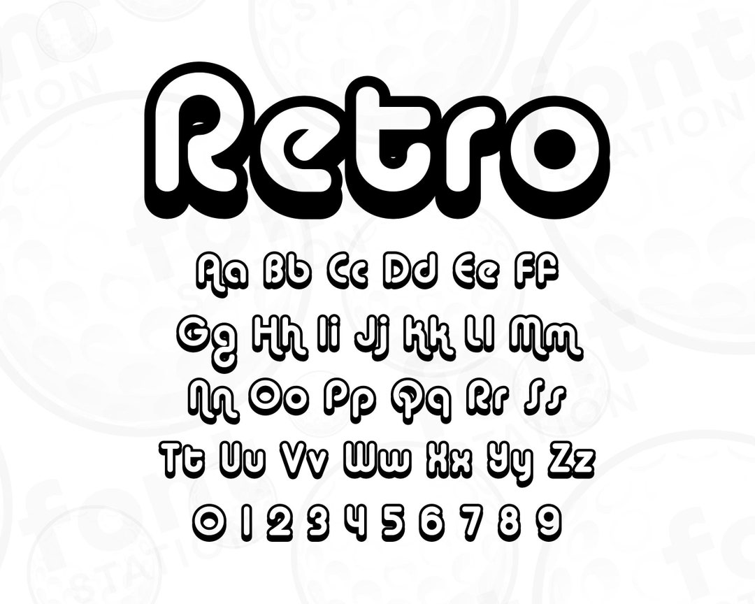 Retro Shadow Font - Groovy Hippie Font - Cricut Silhouette Font - Funny ...