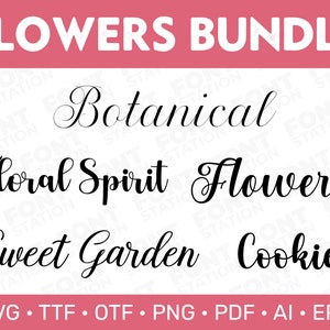 Flowers Font Bundle - Botanical, Floral Fonts - Nature, Garden, Letters ...
