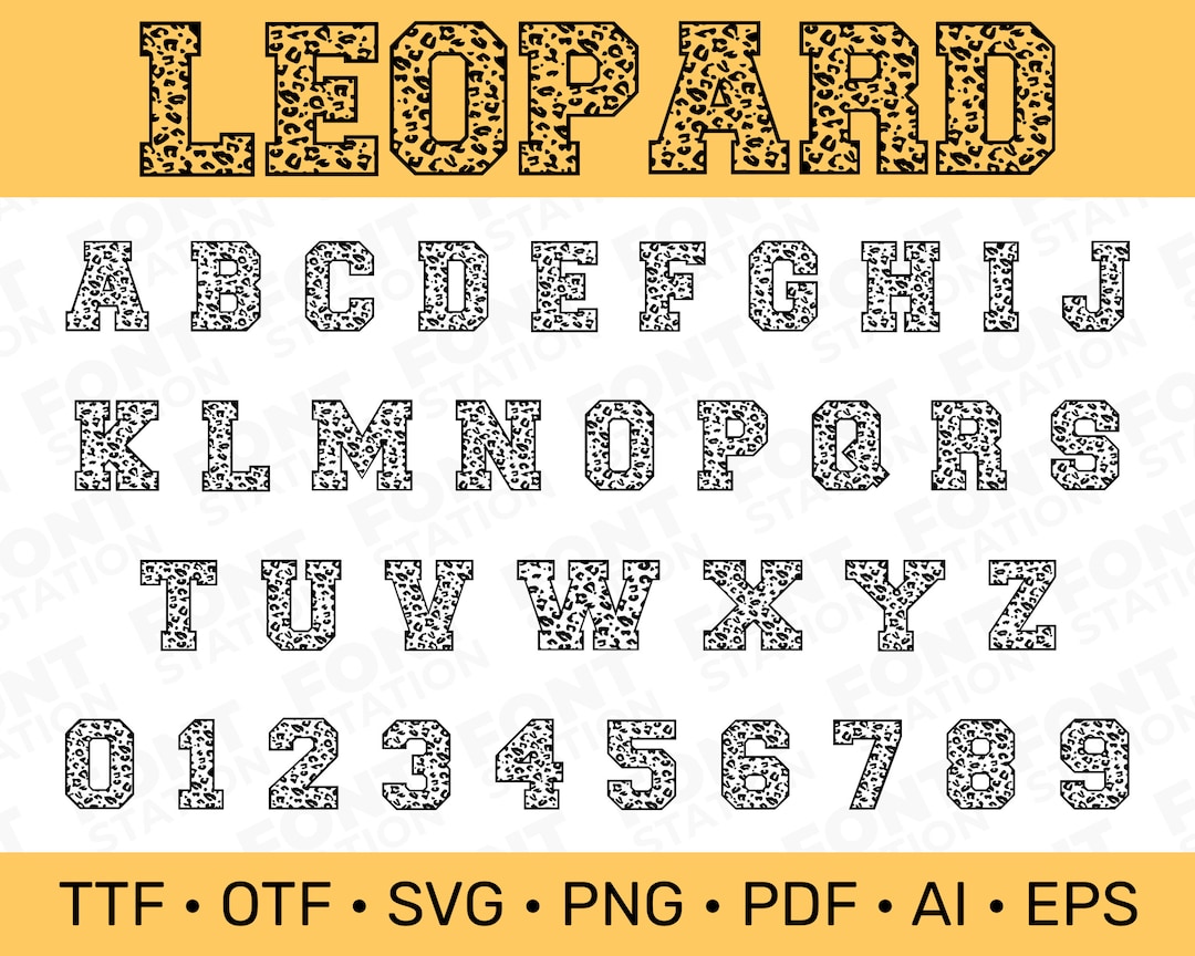 Leopard Font Leopard Skin SVG Cricut Silhouette Font - Etsy