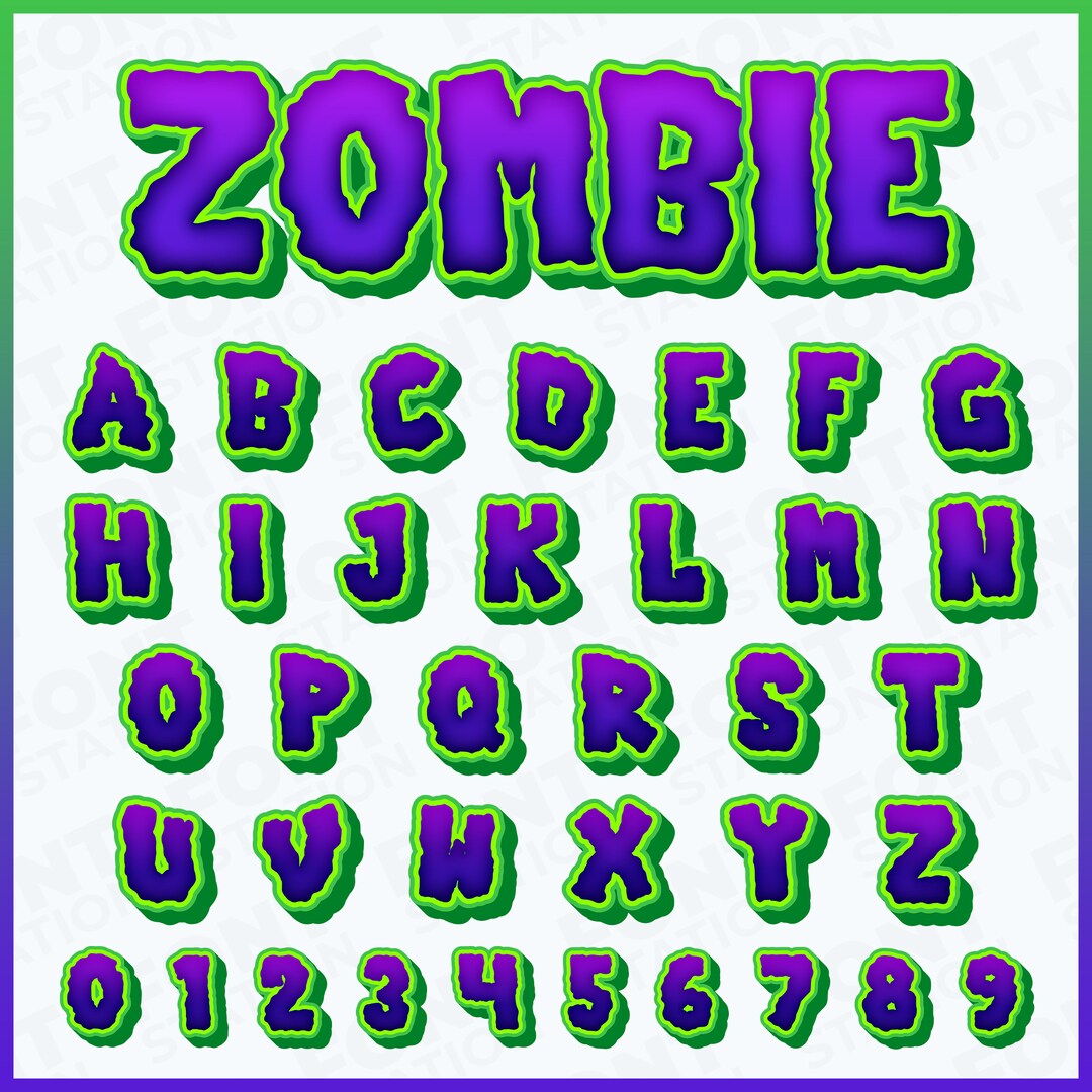Zombie Neon Letters SVG, PNG Zombie Alphabet, Halloween Lettering ...