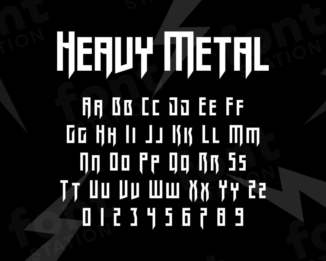 Heavy Metal Font - Heavy Metal SVG - Cricut Silhouette Font - Hard Rock ...