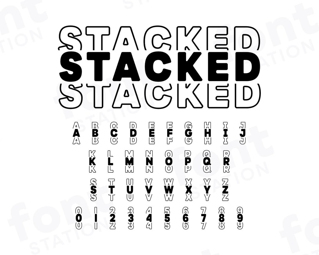 Stacked Font - Mirror Font - Cricut Silhouette Font - Playful Letters ...