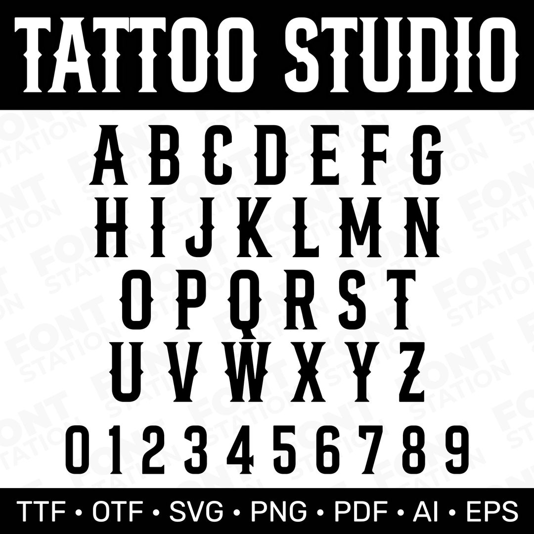 Tattoo Studio Font Tattoo Svg Cricut Silhouette Font Ink Etsy